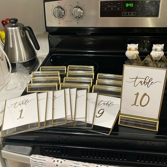 Party Supplies | Gold White Table Numbers With Clear Gold Acrylic ...